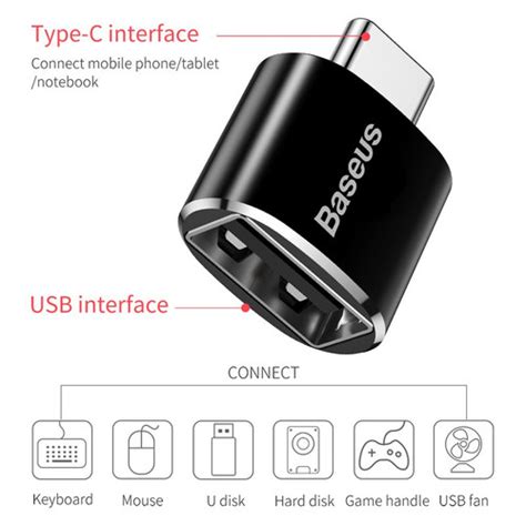Jual Baseus Mini USB Female To Type C Male Adapter Converter Black CATOTG Jakarta Pusat G