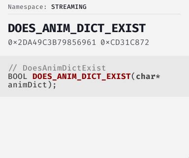 DoesAnimDictExist FiveM Natives Cfx Re Docs