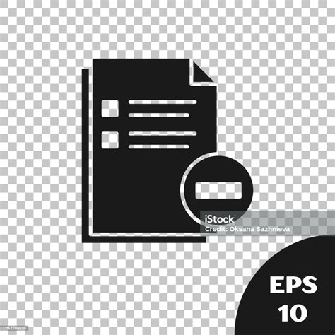 투명 한 배경에 격리 된 마이너스 아이콘 검정 문서입니다 문서를 지웁히 바습니다 파일 문서를 제거합니다 정보 파일을 삭제합니다