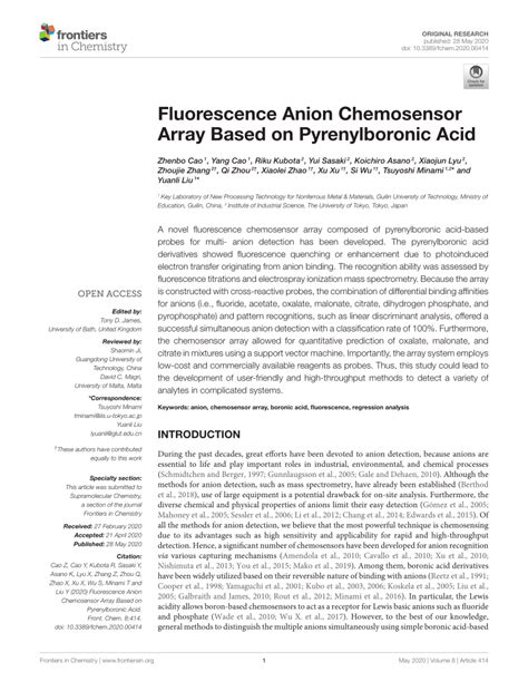 pdf fluorescence anion chemosensor array based on pyrenylboronic acid