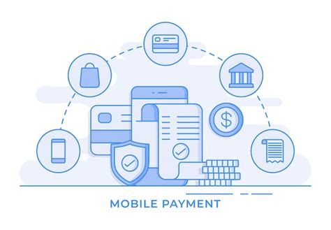 모바일 결제 라인 일러스트레이션 인포그래픽 프리미엄 벡터
