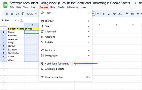 Using Vlookup Results for Conditional Formatting in Google Sheets