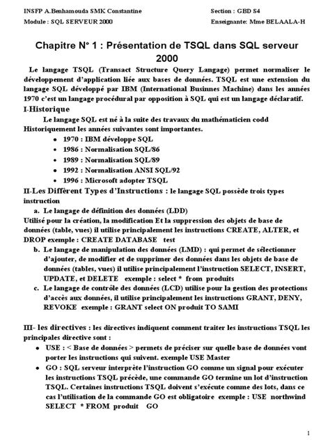 Tsql S4 Pdf Sql Bases De Données