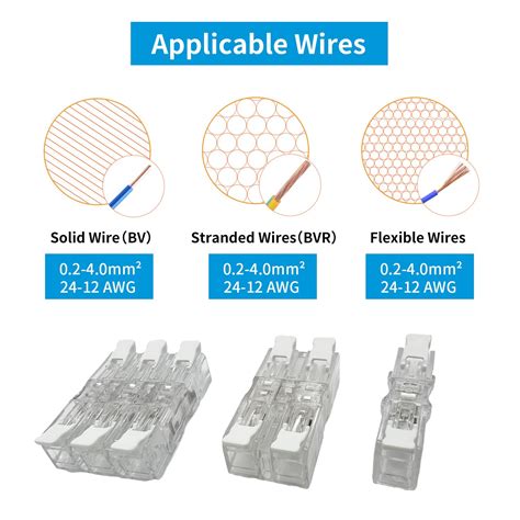 Inline Lever Wire Connectors Nuts Dicio 50 Pcs Clear Wire Compact Connectors
