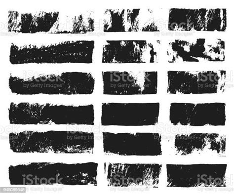 큰 직사각형 텍스트 상자 집합입니다 그런 지 페인트 스트라이프입니다 벡터 브러쉬 선입니다 텍스트에 대 한 장소를 가진 검은 그런