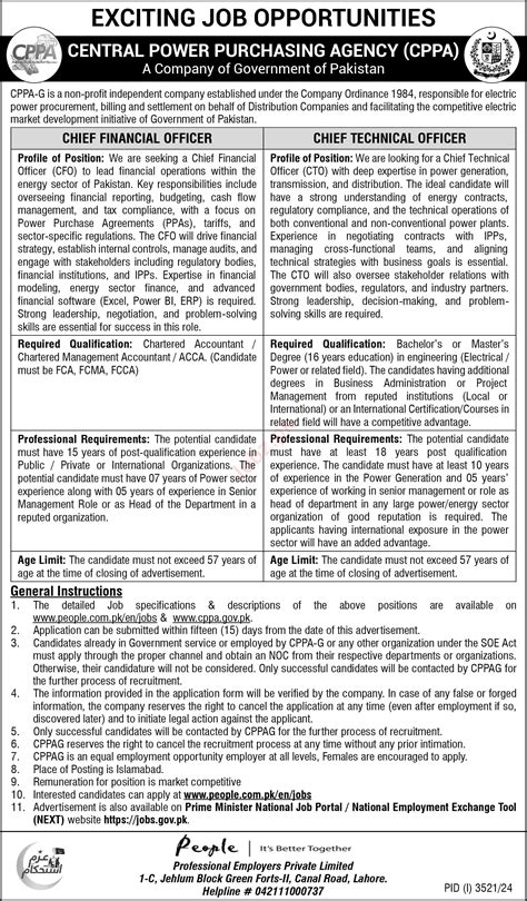 Jobs Available At Central Power Purchasing Agency Cppa 2025 Job Advertisement Pakistan