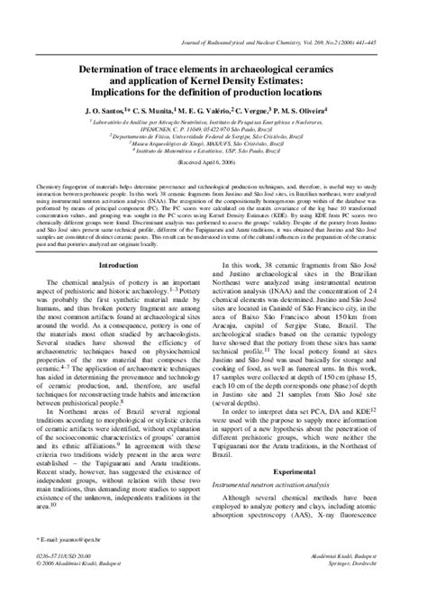 Pdf Determination Of Trace Elements In Archaeological Ceramics And