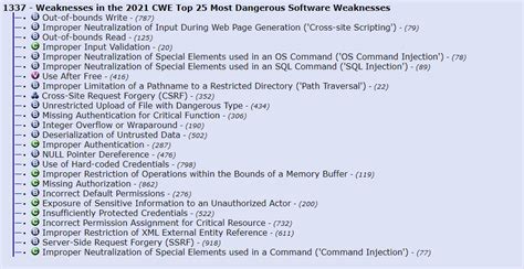 Top MITRE CWE Software Vulnerabilities