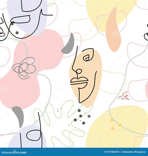 Face Line Pattern Abstract Drawing Seamless Print Stock Vector Illustration Of Graphic