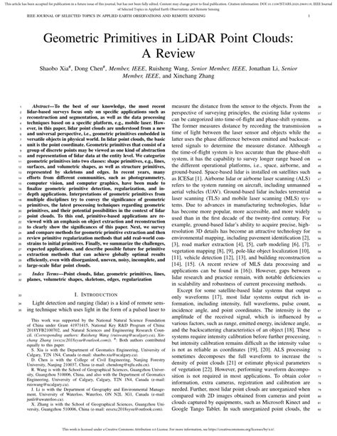 Pdf Geometric Primitives In Lidar Point Clouds A Review