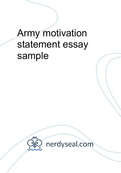 Army Motivation Statement Essay Sample 455 Words Nerdyseal