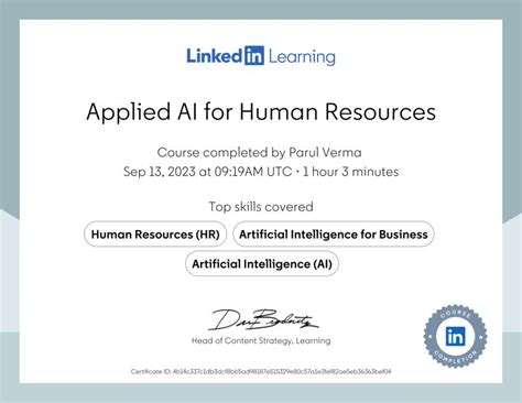 Parul Verma On Linkedin Certificate Of Completion