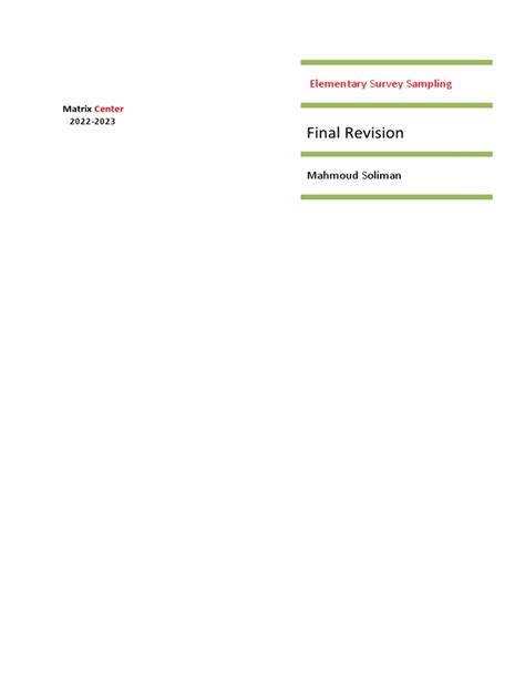 Sampling Final Revision 2023 Pdf Sampling Statistics Errors And Residuals