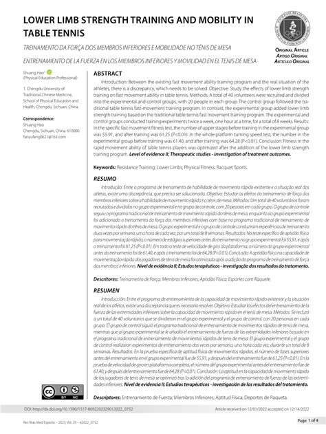 Pdf Lower Limb Strength Training And Mobility In Table Tennis