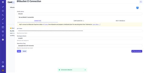 bitbucket integration and test reporting