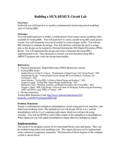 building a mux demux circuit lab overview download free pdf hardware description language