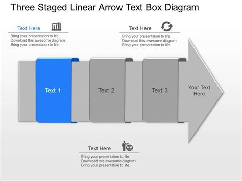 Gt Three Staged Linear Arrow Text Box Diagram Powerpoint Template Presentation PowerPoint