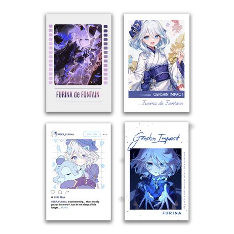 Pack 4 Card Pola Furina Character Genshin Impact Shopee Malaysia