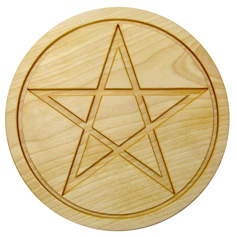 Pentacle Altar Tile Witches Altar Tool Wood Carved Birch
