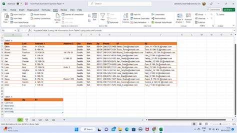 Populate Table 2 Using The Information From Table 1