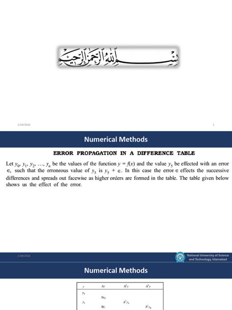 lec 14 error propagation in finite difference table interpolation