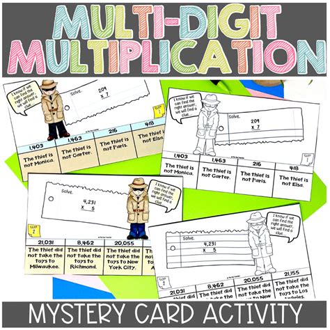 Multiplying Multi Digit Numbers Mystery Cards Made By Teachers