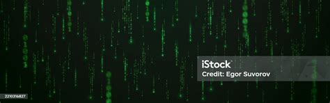 Binary Code Background With Falling Digits Futuristic Green Matrix Abstract Data Stream Glowing