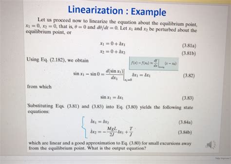 Linearization Example Let Us Proceed Now To Chegg Com