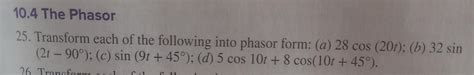 solved 25 transform each of the following into phasor form