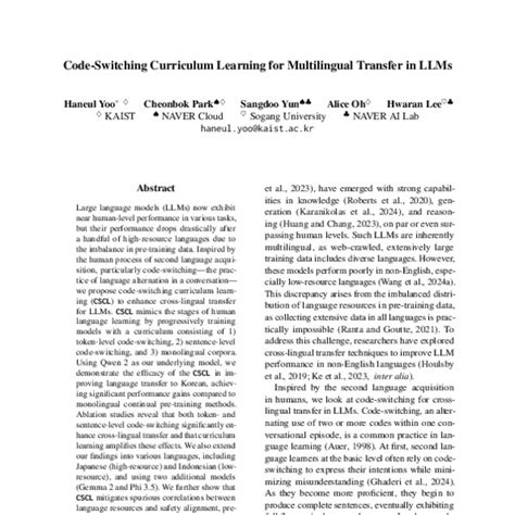 Code Switching Curriculum Learning For Multilingual Transfer In Llms Acl Anthology