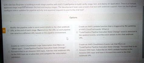 Solved Q30 Devops Engineer Is Building A Multi Stage Pipeline With