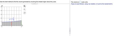 Solved Use The Shell Method To Find The Volume Generated By Chegg Com