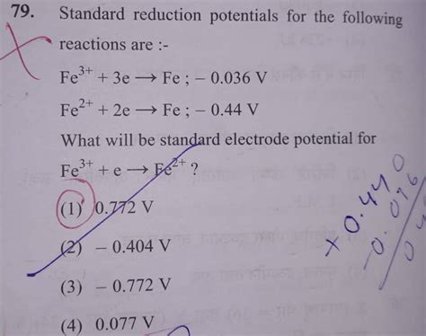 Standard Reduction Potentials For The Following Reactions Are Fe3 3e→