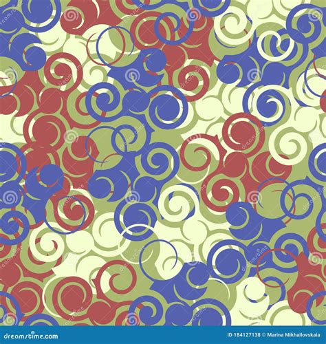 Seamless Abstract Curl Pattern In Different Colors For Fabric Paper Stock Vector
