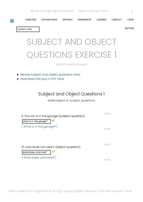 Subject And Object Questions Exercise 1 Exercises Explanations Speaking Membership Courses