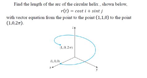 solved find the length of the arc of the circular helix