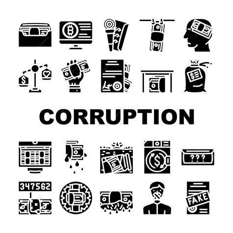 premium vector corruption problem collection icons set vector money