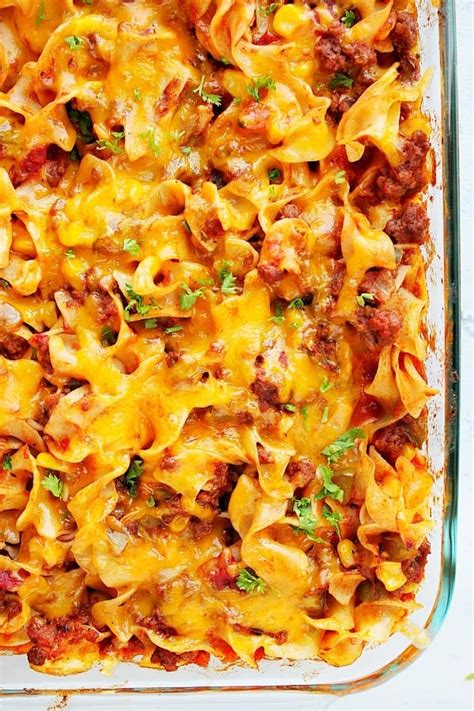 Cheesy Beef Noodle Casserole Crunchy Creamy Sweet