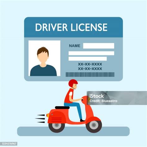 오토바이를 타고 남자 운전 면허증 개념 벡터 일러스트레이션 평면 디자인의 운전 면허 아이디어를 갱신합니다 신분증 오토바이에 대한 스톡 벡터 아트 및 기타 이미지 Istock