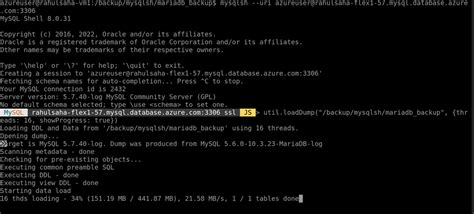 migrating from azure database for mariadb to azure database for mysql using mysql shell