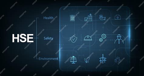 Premium Vector Health Safety And Environment Hse On The Dark Blue Background