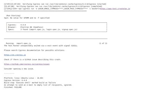 The Test Runner Unexpectedly Exited Via A Exit Event With Signal Sigill Issue Cypress