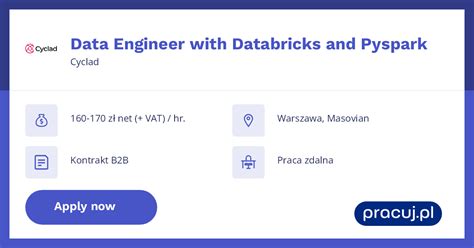 oferta pracy data engineer with databricks and pyspark cyclad warszawa