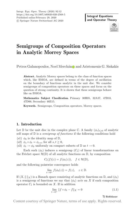 Semigroups Of Composition Operators In Analytic Morrey Spaces Request Pdf