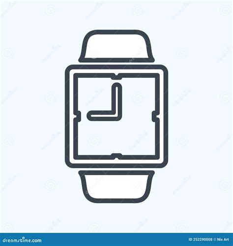 Analog Clock Icon In Trendy Line Style Isolated On Soft Blue Background