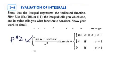 Solved 1 6 EVALUATION OF INTEGRALSShow That The Integral Chegg Com