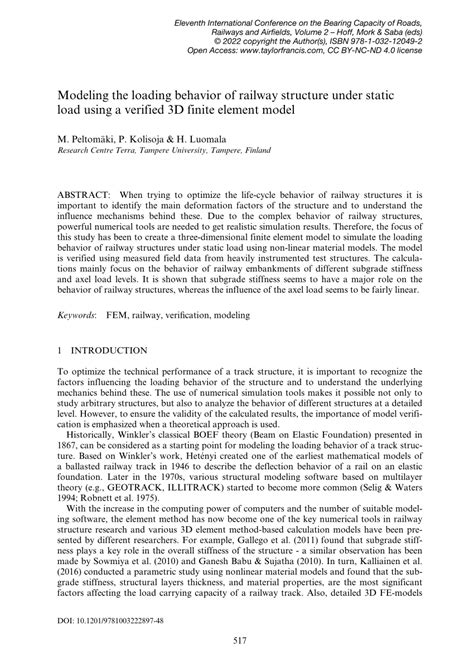 Pdf Modeling The Loading Behavior Of Railway Structure Under Static