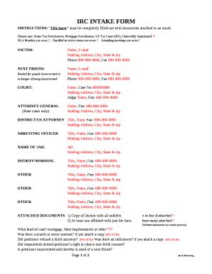 IRC INTAKE Doc Template PdfFiller
