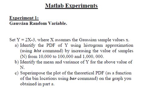 Matlab Experiments Experiment 1 Gaussian Random