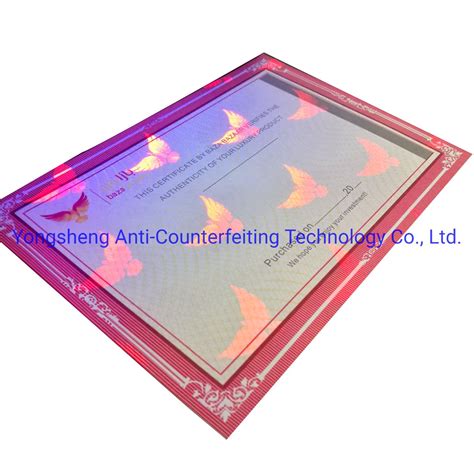 Uv Fibers Security Watermark Paper Hot Stamping Hologram Diploma Degree Certificate China